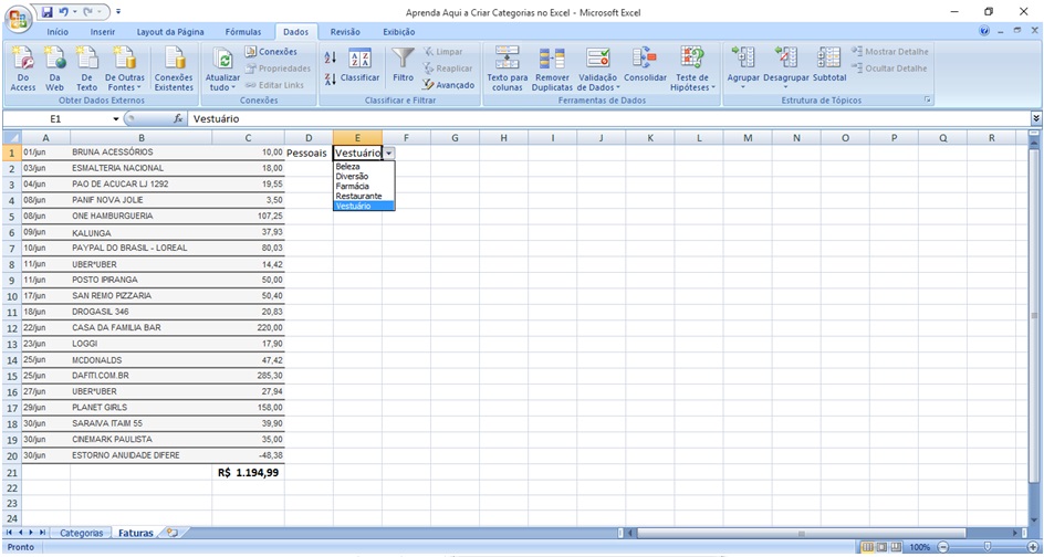 Aprenda aqui a criar categorias no Excel ⋆ Infonova